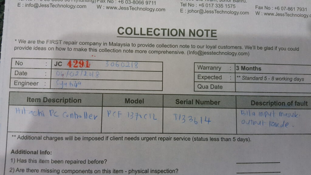 JESS Repair Service in Malaysia - Repair HITACHI PC CONTROLLER ...