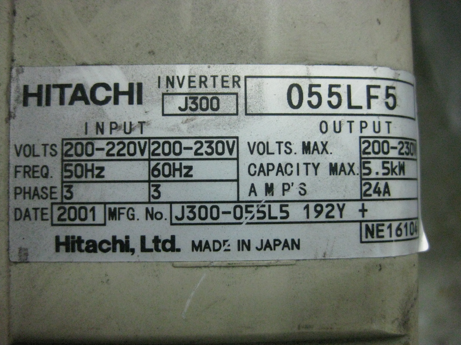JESS Repair Service in Malaysia - Repair Hitachi INVERTER J300 055LF5 ...