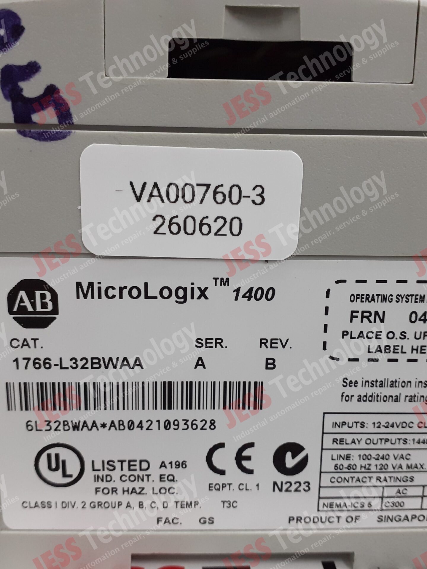 JESS Repair Service in Malaysia - Repair ALLEN BRADLEY Plc 6L32BWAA ...