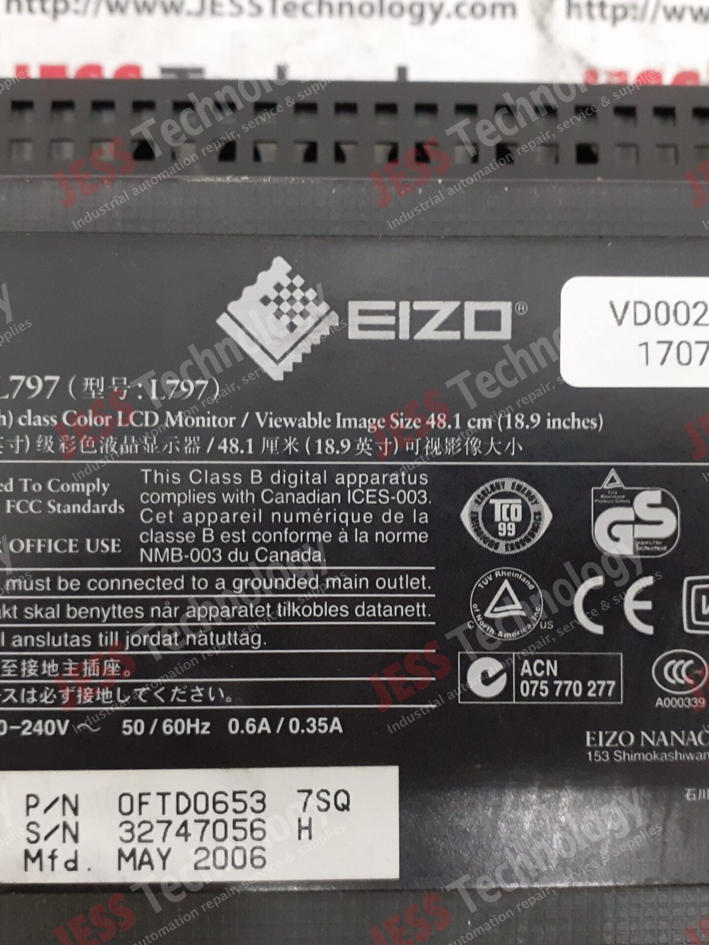 JESS Repair Service in Malaysia - Repair EIZO EIZO FLEXSCAN L797 ...