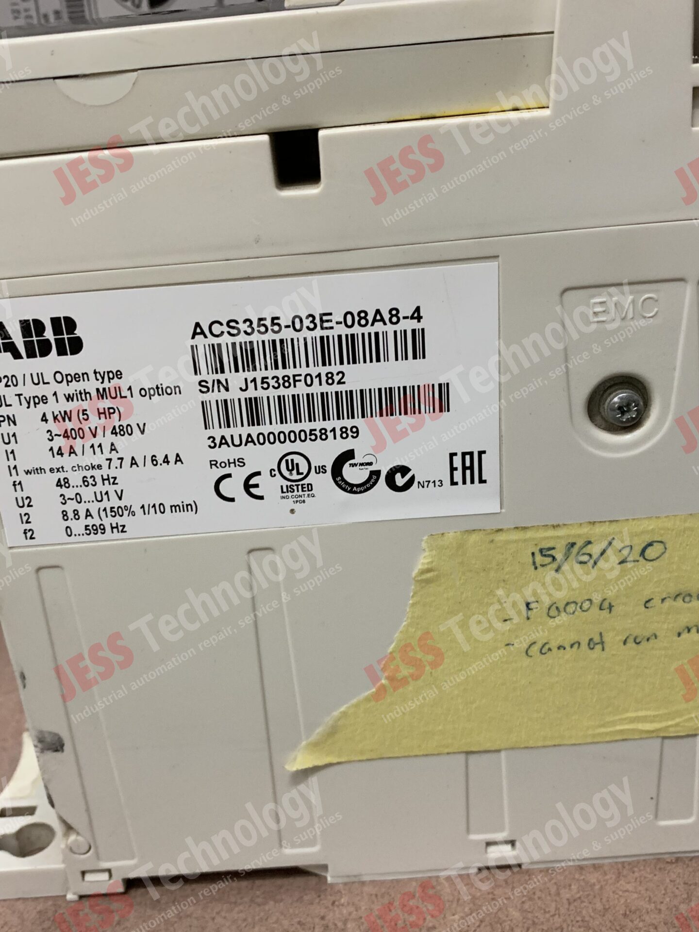 JESS Repair Service in Malaysia - Repair ABB Abb Inverter J1538F0182 ...