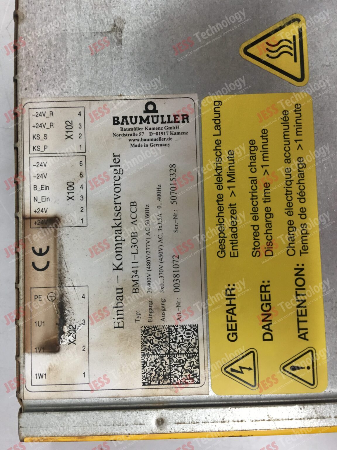 JESS Repair Service in Malaysia - Repair BAUMULLER BAUMULLER SERVO 507015328 BM3411-L3OB-ACCB ...